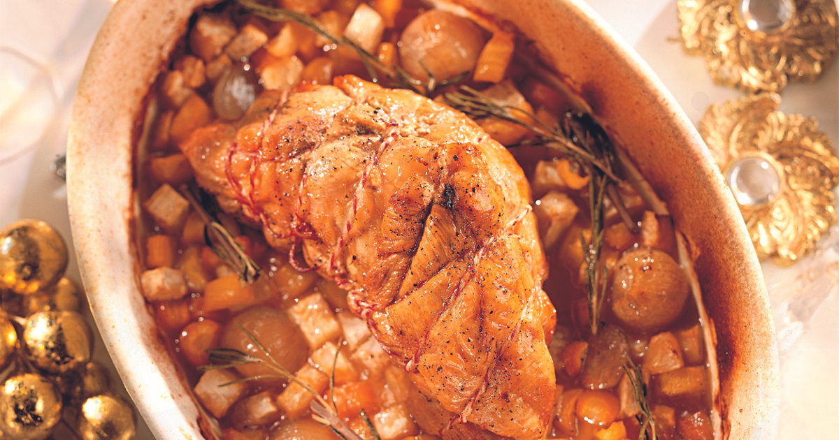 Geschmorte Kalbsschulter mit Rosmarin und Grießschnitten • Rezept
